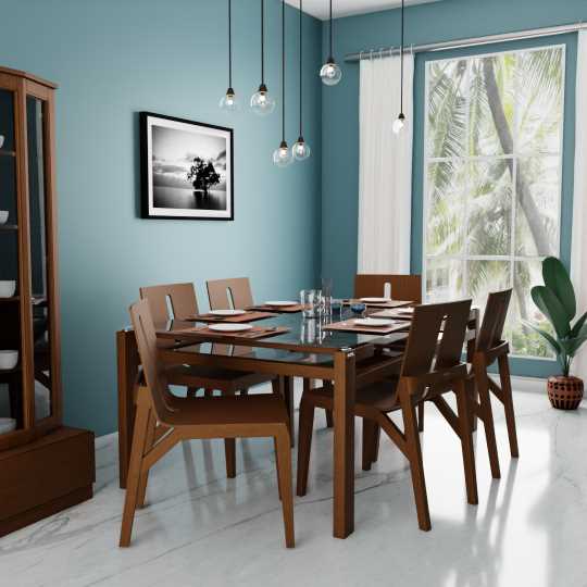 Dining Table Set With Glass Top | Caraway-173 and Greenwich-173 | HATIL